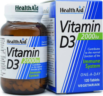 Health Aid Vitamin D3 2000iu 120 vegetable capsules - AR Pharmacy.gr